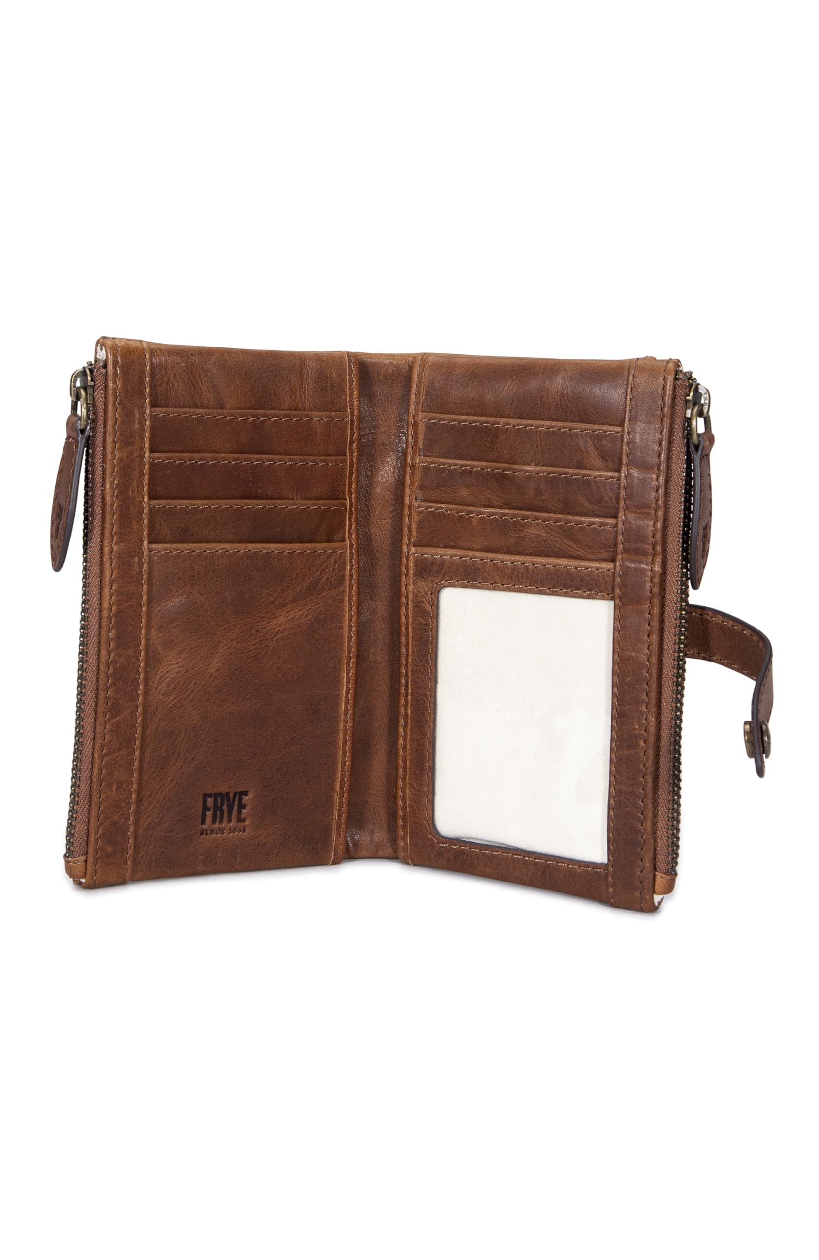 Frye Women's Melissa Double Zip Wallet, Cognac, One Size