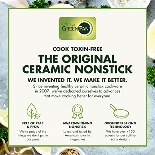 GreenPan Omega Hard Anodized Advanced Healthy Ceramic Nonstick, 9.5”&11”Frying Pan Skillet Set,Anti-Warp Induction Base,Diamond Reinforced Durable Coating,Stay-Flat Oil Surface,Oven&Broiler Safe,Black