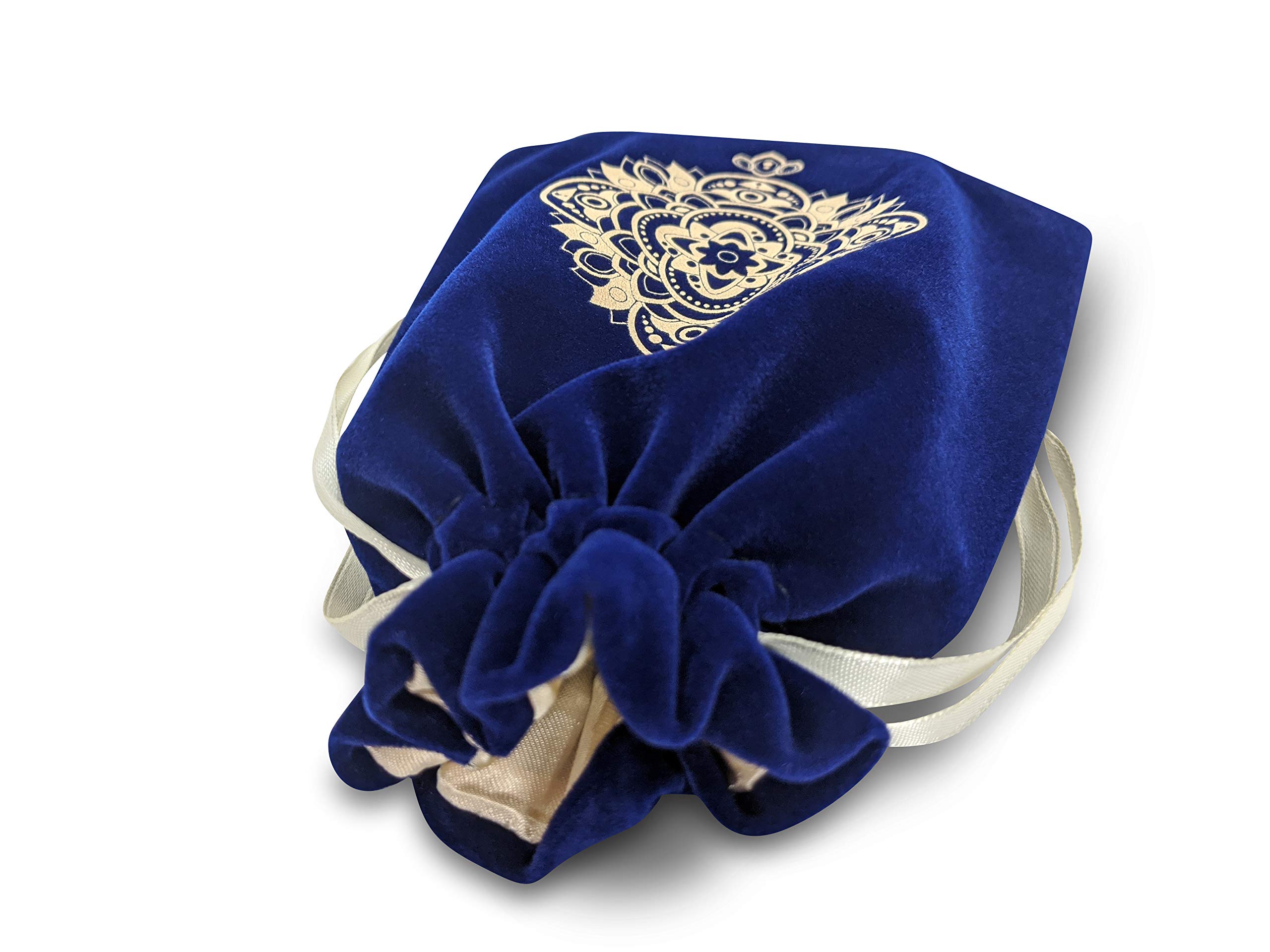 Miriyan Spiritual Mandala Tarot & Dice Bag I Velvet & Satin Drawstring Pouch Ideal Size for Tarot & Oracle Cards, DND, D&D, Dungeons and Dragons Accessories, Runes & Jewelry I Travel Gift Bag (Blue)