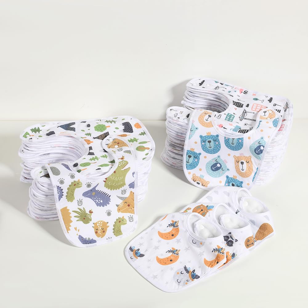 Gelisite 7 Pack Baby Cotton Absorbent Bibs for Drooling Teething
