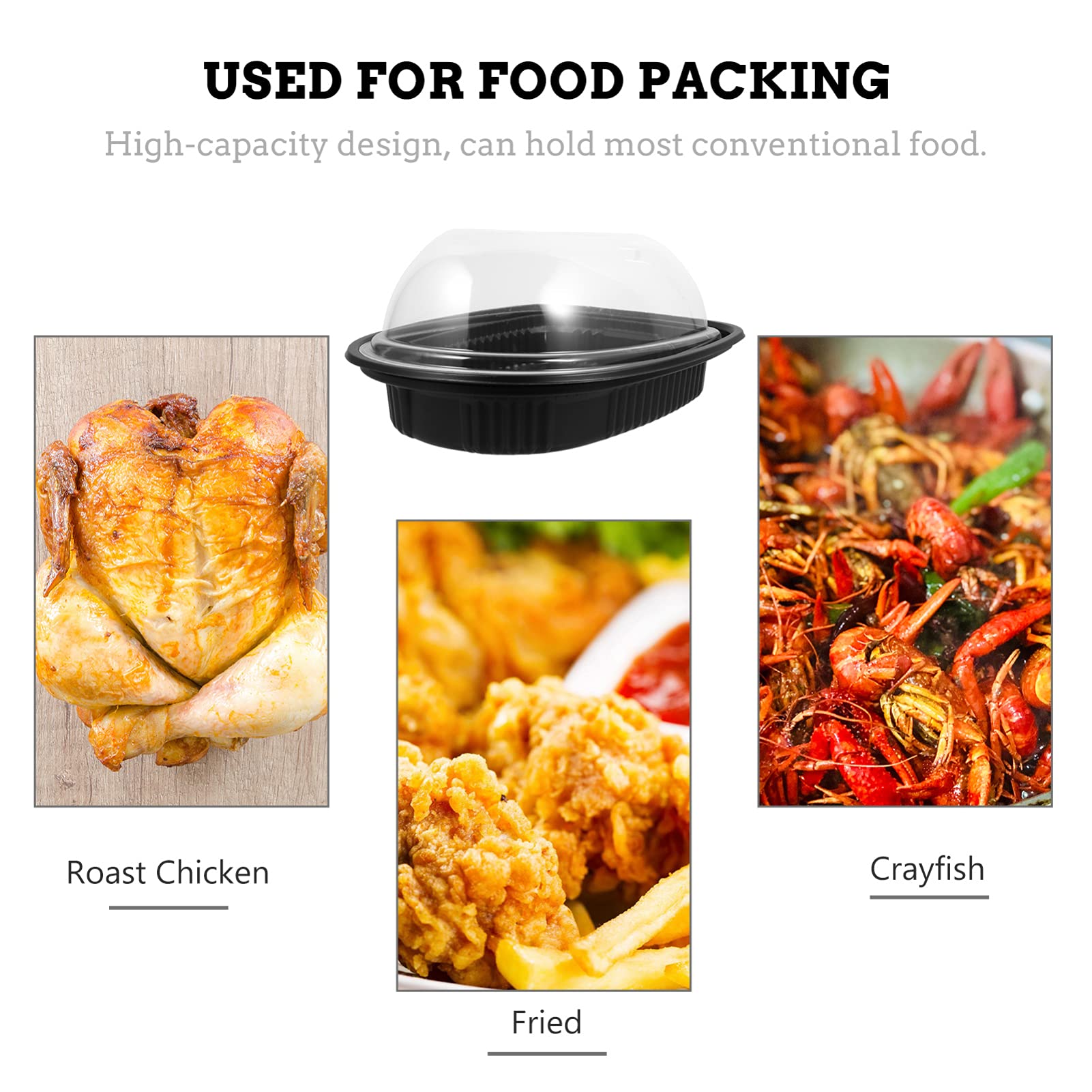 DOITOOL 10Pcs Rotisserie Chicken Roaster Container with Covers Plastic Disposable Take Out Containers Carrier with Clear High Dome Lid Without Handle