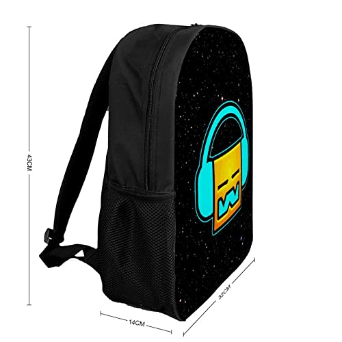 ONBJKPLG Geometry Dash Anime Backpack 17 Inch Cute Funny Bookbag Casual Laptop Daypack for Travel Picnic Camping