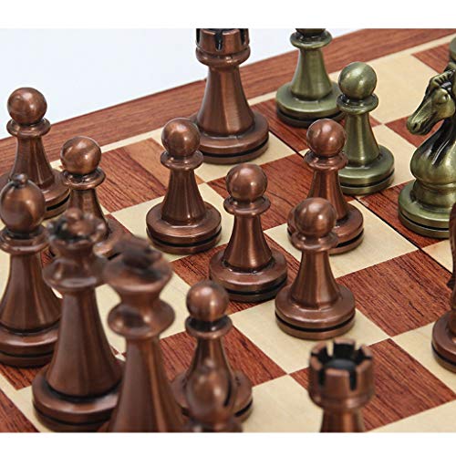 GOOFFY Exquisite Chess Set for Adults Collection, Exquisite Bronze Alloy Chess Pieces, Folding Chess Board, Chess for Kids and Adults, Gift for Chess Lovers and Learners Chessboard