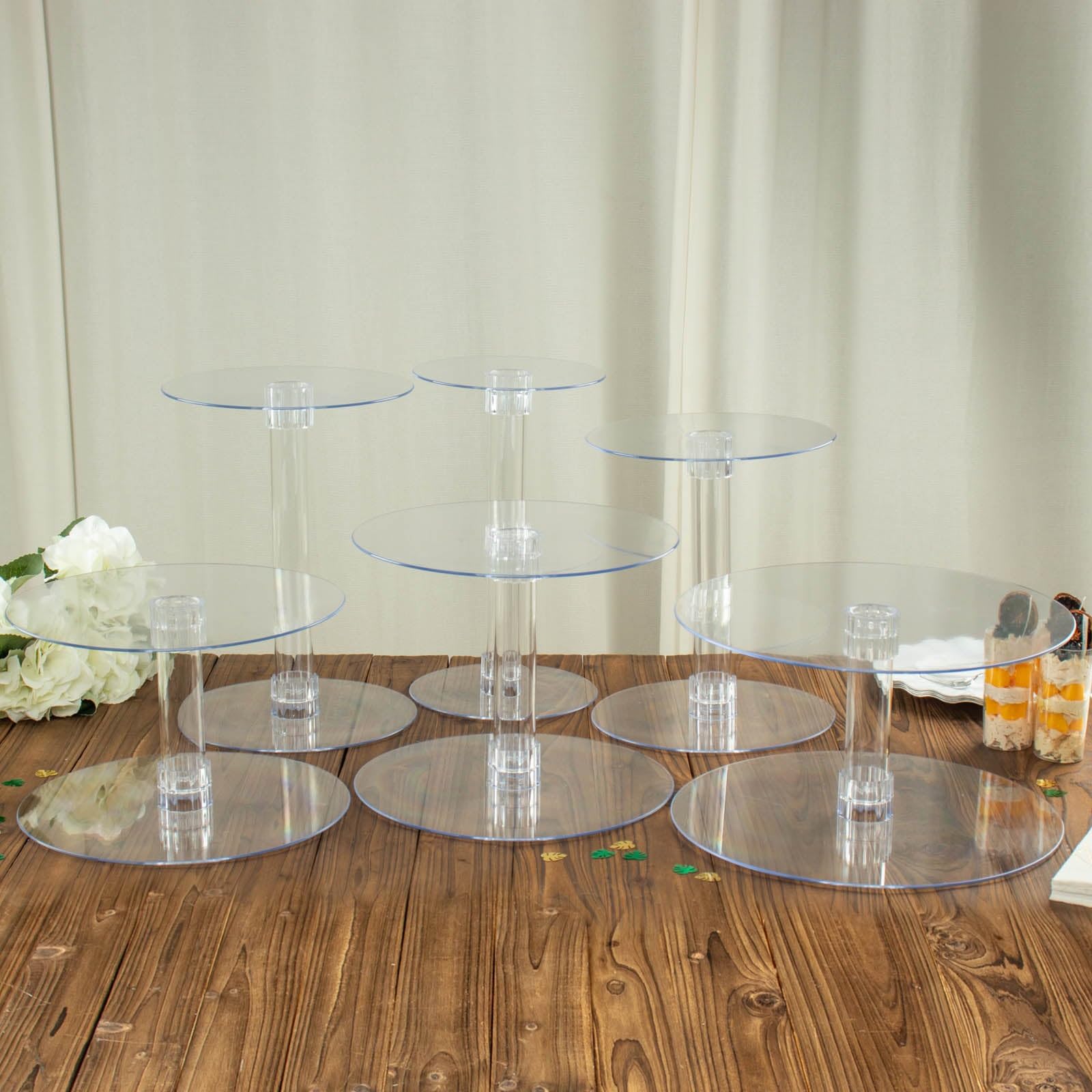 Efavormart Lovely 6 Tier Heavy Duty Acrylic Crystal Glass Clear Cake Dessert Decorating Stand for Birthday Party Wedding