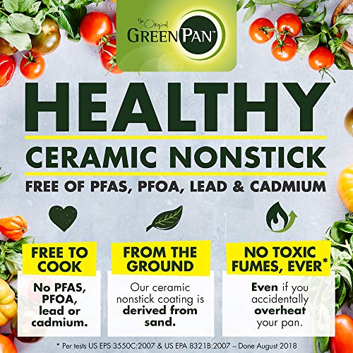GreenPan Reserve Hard Anodized Healthy Ceramic Nonstick 4.5QT Saute Pan Jumbo Cooker with Helper Handle and Lid, Gold Handle, PFAS-Free, Dishwasher Safe, Oven Safe, Black