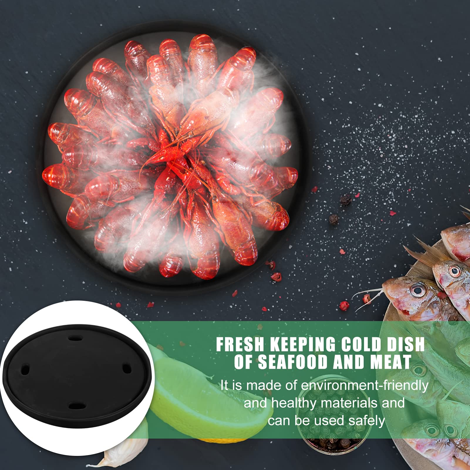 DOITOOL 1pc Dry Ice Tray Slate Round Cheese Board Sushi Board Dinner Fish Plate Sushi Serving Plates Caviar Bowl Wooden Utensils for Eating Sushi Tray Melamine Japanese-style Lobster Plate