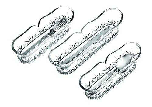 Godinger Fork, Spoon and Knive Glass Cutlery Caddy Organizer, Kitchenware & Storage, Set of 3