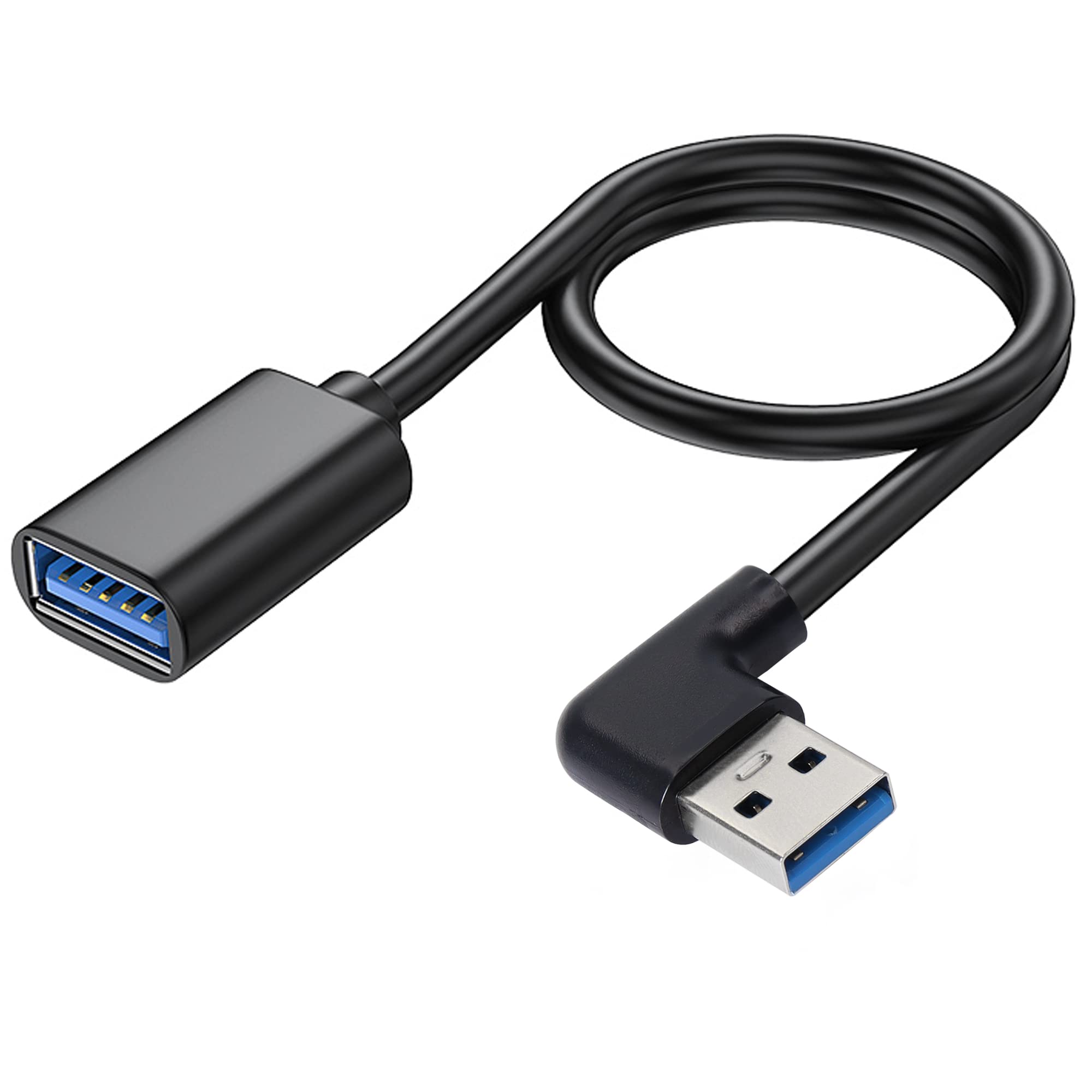 GELRHONR Right Left Angle USB 3.0 Extension Cable,SuperSpeed 90 Degree USB3.0 A Male to Female Super Fast 5Gbps Data Cord for Laptop TV USB Disk Mouse Hard Disk Camera -Black 3.3Ft/1M