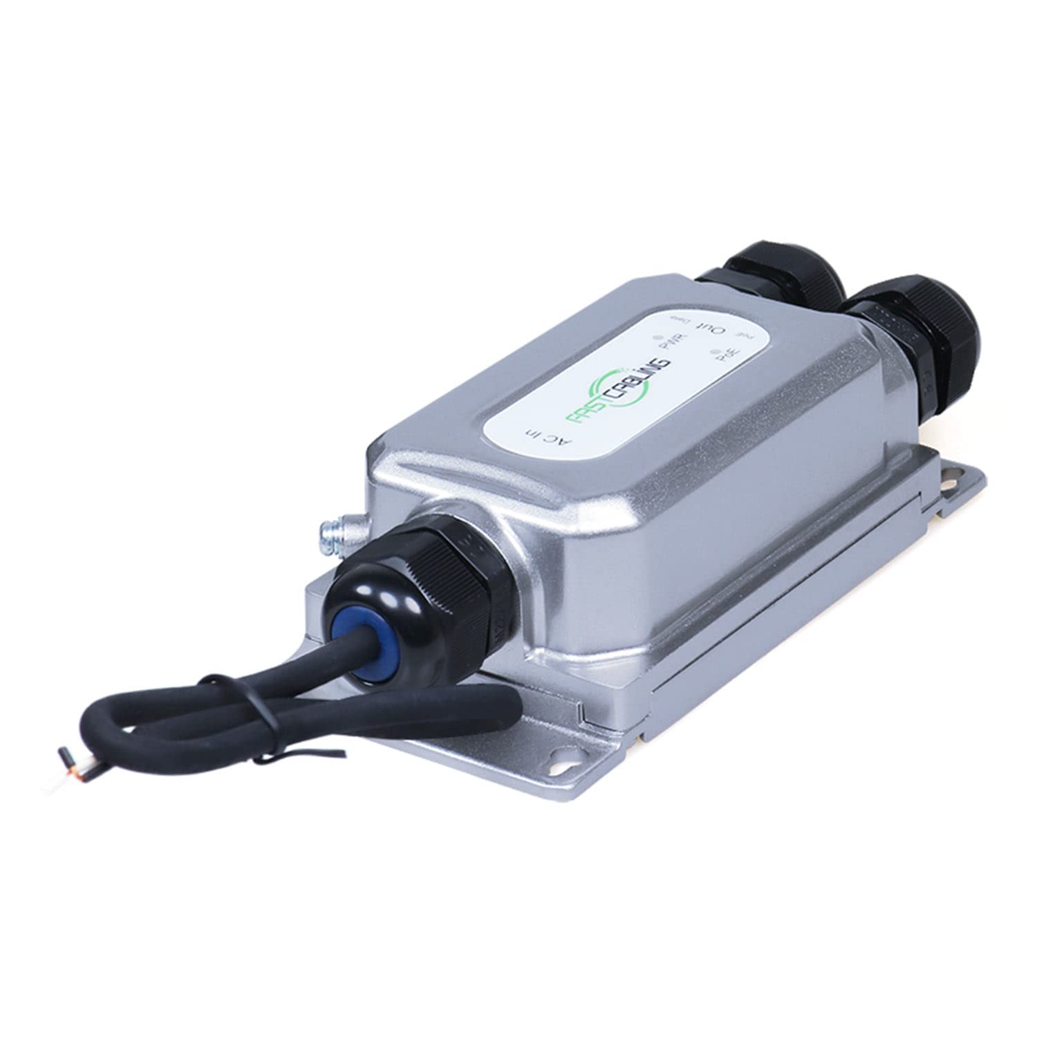 FASTCABLING 60W Outdoor Industrial PoE Injector IP67 Waterproof for Mesh Network, 100-240 VAC Input, Robust Power Supply for PoE Devices Under Harsh Environment, IEEE802.3at/bt, Plug and Play.