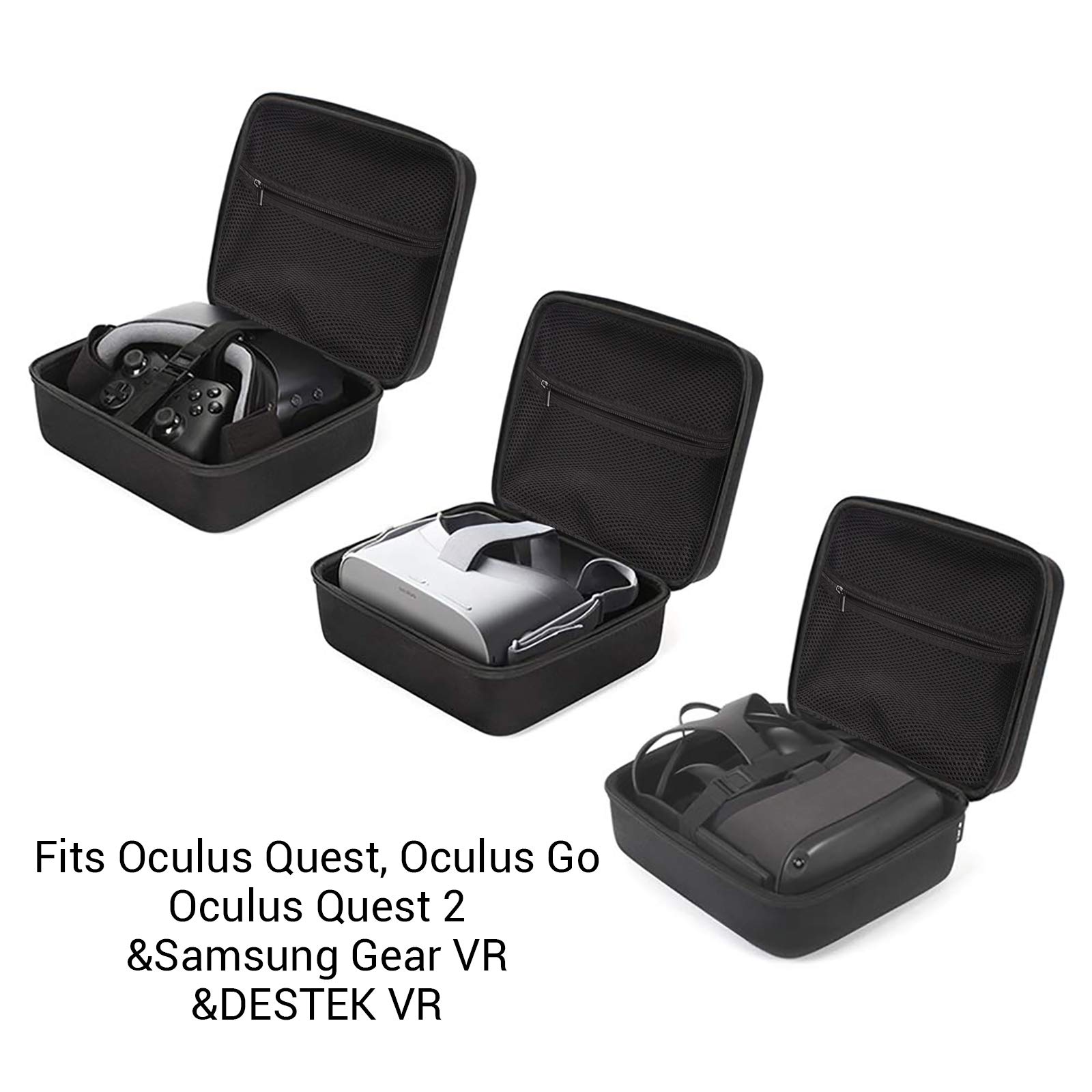 DESTEK VR Carrying Case for Oculus Quest 2/Samsung Gear, VR Headset Hard Travel Case, Virtual Reality VR Gamepad Controller Portable Storage Bag