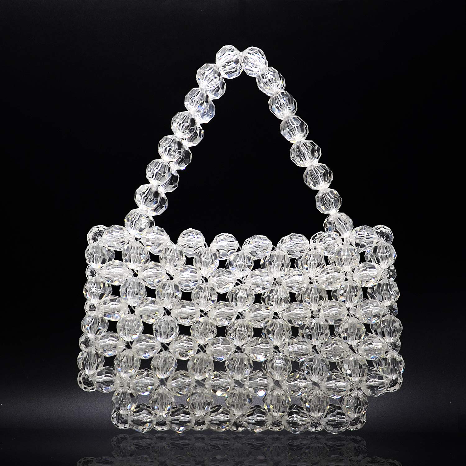 Miuco Women Beaded Bag Handmade Transparent Acrylic Handbags (Polygonal transparency)