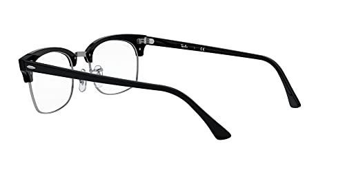 Ray-Ban RX3916VF Clubmaster Square Low Bridge Fit Prescription Eyeglass Frames, Shiny Black/Demo Lens, 55 mm
