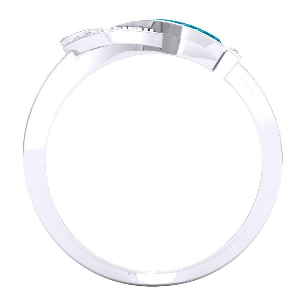 Dazzlingrock Collection 0.40 Carat (ctw) Sterling Silver Round Blue & White Diamond Buckle Right Hand Band, Size 8