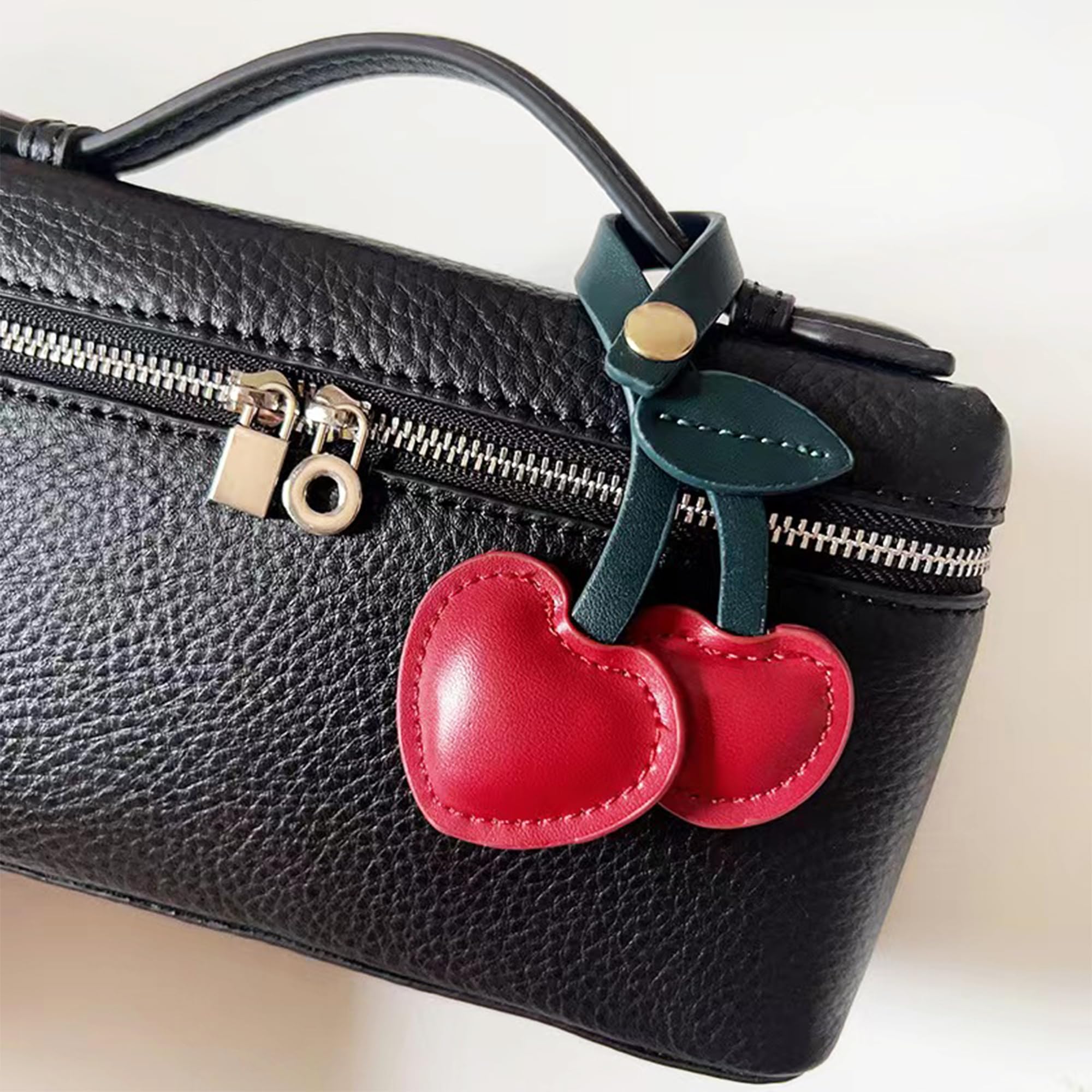 Fuerxy Cherry Bag Charm, Cute Cherry Charm for Purse Handbags Bag Accessories PU Cherry Key Charms (Red)
