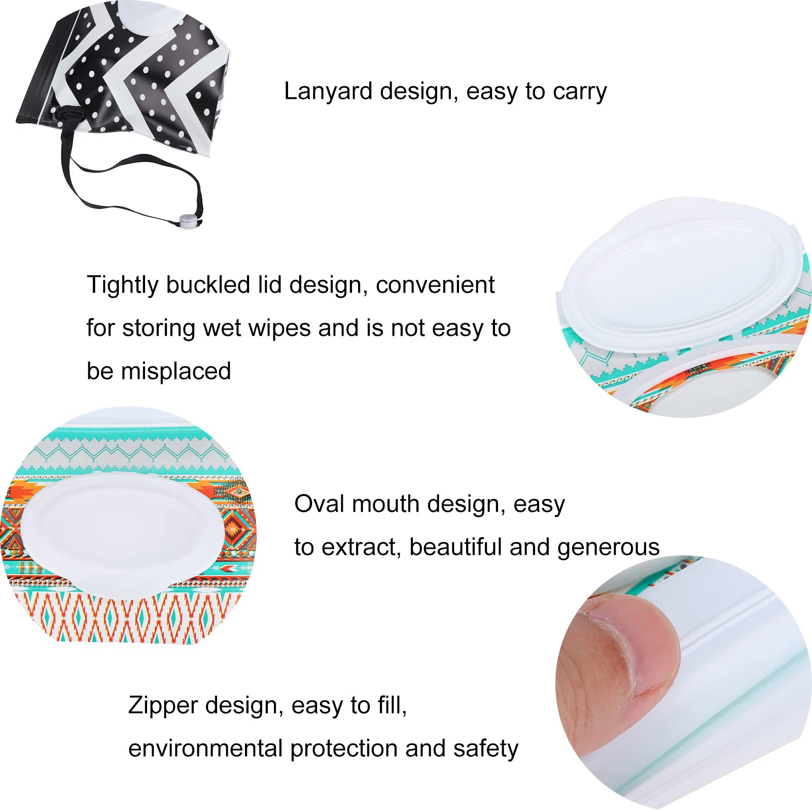 Portable Wet Wipe Pouch, Lanyard Suitable Size Refillable Wet Wipe Holder for Kitchens for Bathrooms for Baby Rooms