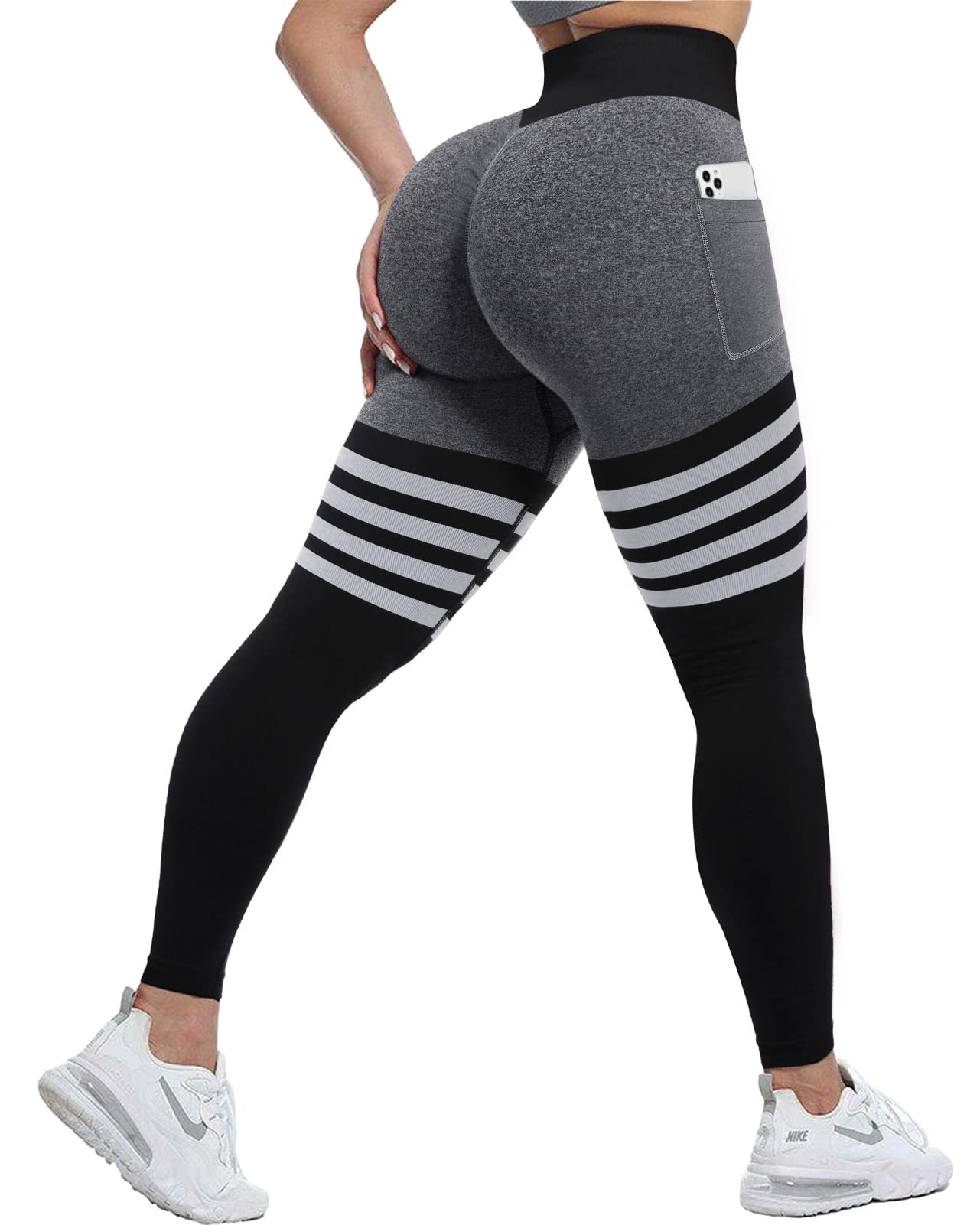 DEICAEVO Scrunch Butt Leggings for Women Butt Lifting with Pockets Seamless High Waist Workout Tummy Control Gym Yoga Pants