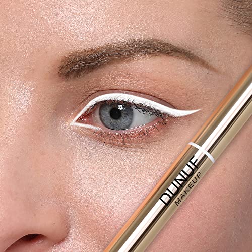 DUNUF MAKEUP 2 in1 Waterproof Liquid Eyeliner, Pitch Black, White,white liquid liner,0.02 Fl Oz (Pack of 1)