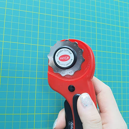 Rotary Cutter with 5pc Ø 45mm Cutting Blades Fabric Paper Cutter, Cloth Sewing Cutter Craft Supplies and Quilting Accessories, For Right- and Left-handed Users