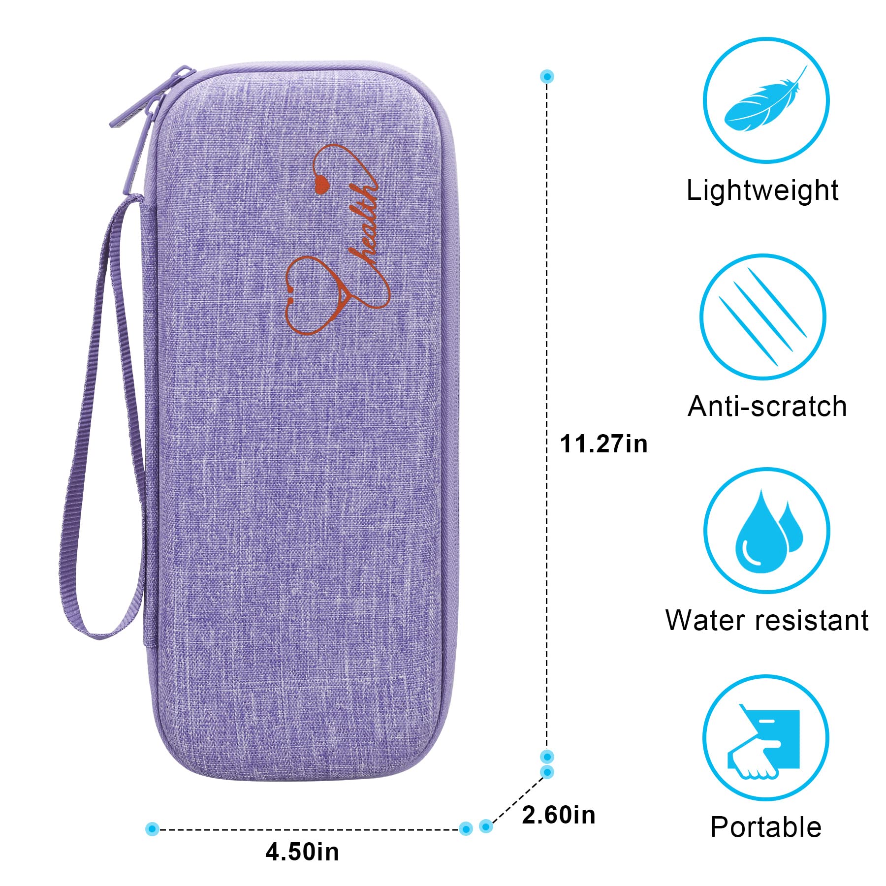 Elonbo Hard Stethoscope Case for 3M Littmann Classic III, Lightweight II S.E, MDF Acoustica Deluxe Stethoscopes, Stethoscope Carrying Cases with Mesh Pocket fits Nurse Accessories, Purple