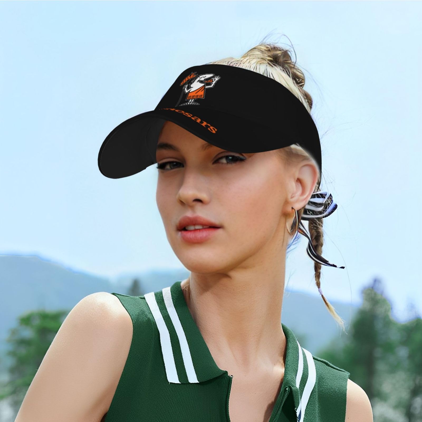 Fashion Pizza Logo Visor Hats for Women & Men, Adjustable Sport Empty Top Baseball Sun Cap, Outdoor Tennis & Golf Black 2 Caesars-Visor