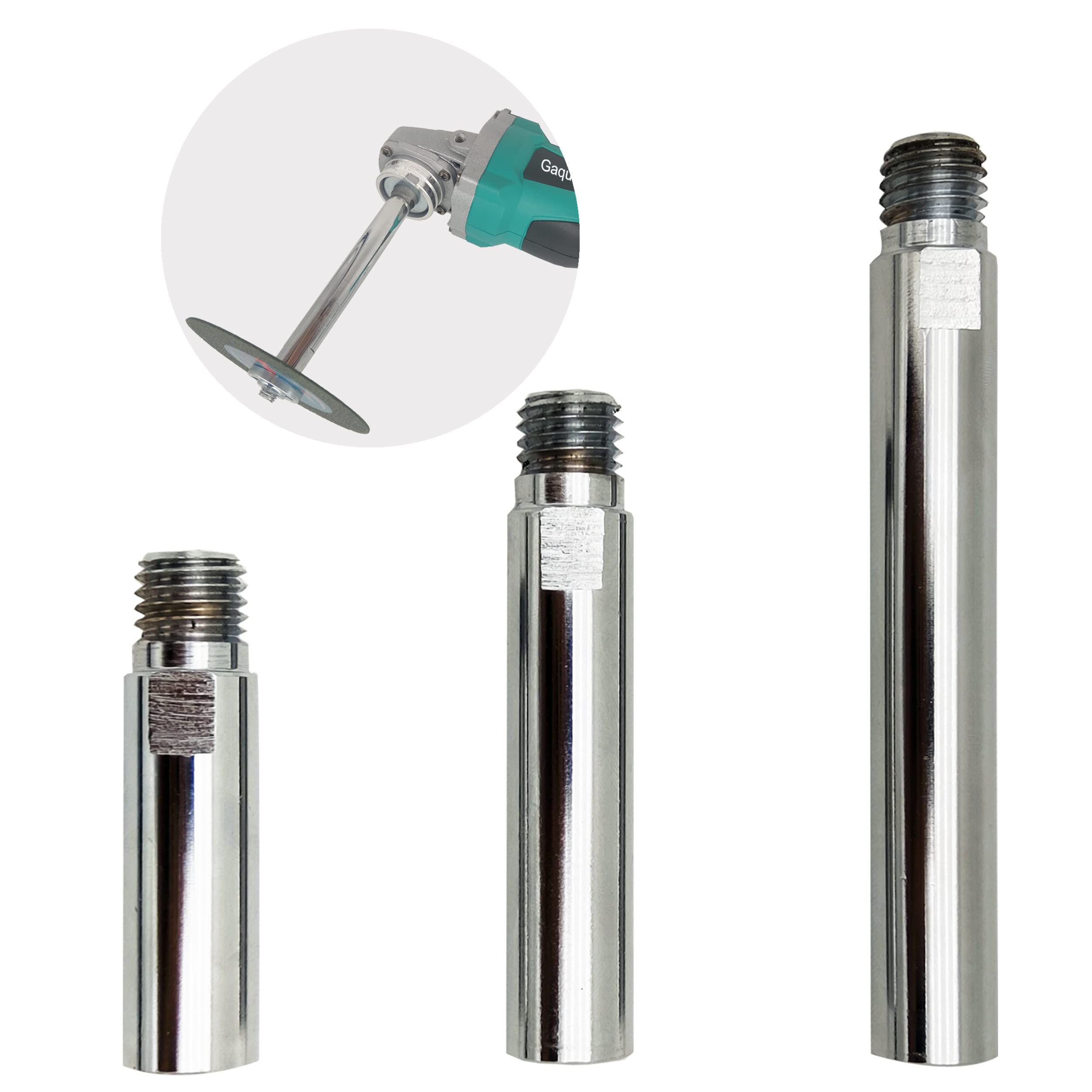 Gaquolam 5/8"-11 Thread Angle Grinder Extension Shaft Set Connecting Rotary Rod Car Polishing Adapter of 3pcs, 3 inch, 3.9inch, 5.5inch