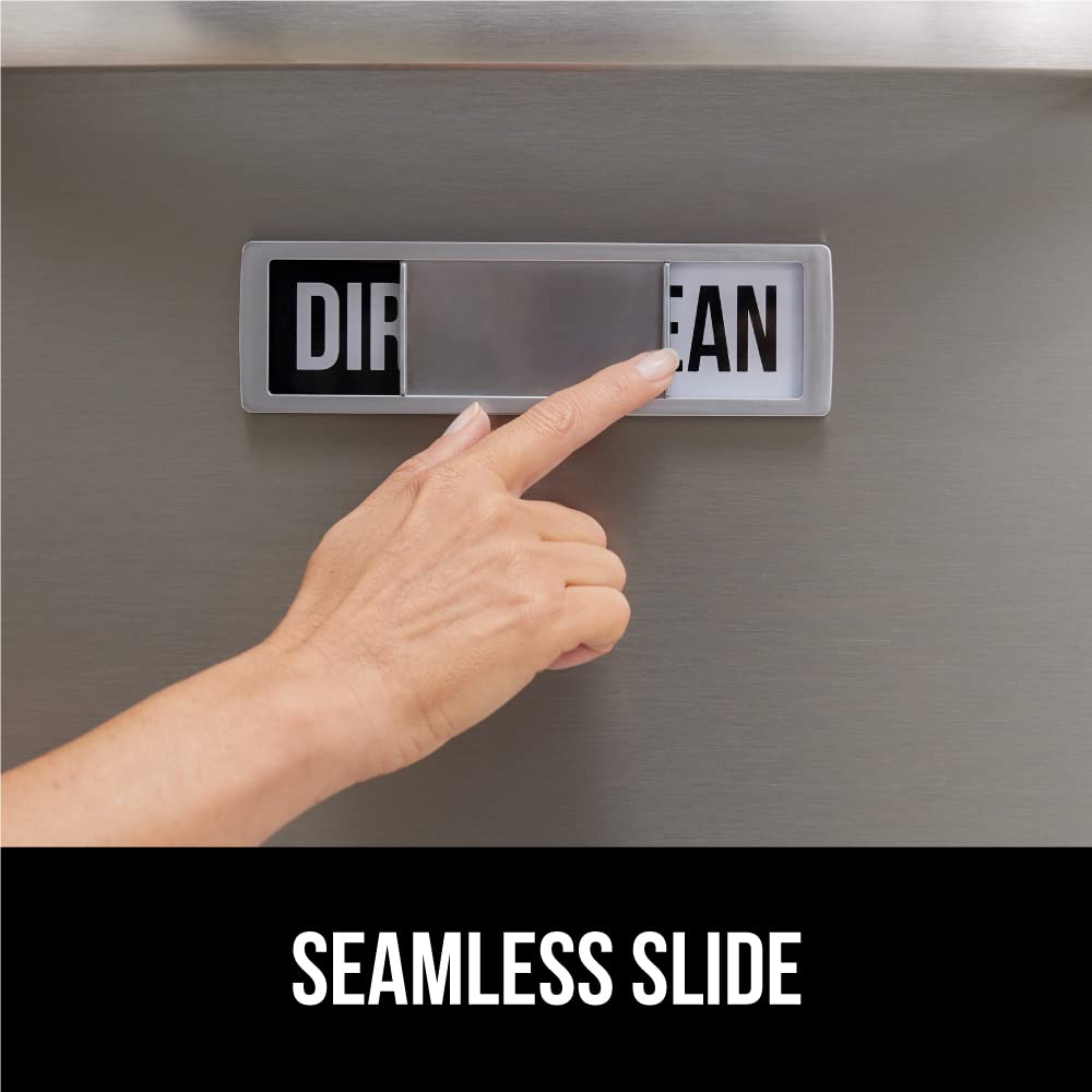 Gorilla Grip Clean and Dirty Dishwasher Magnet Sign, Optional Adhesive, Magnetic Kitchen Decor, Easy Read, Non-Scratch, Heavy Duty Shutter Slide Magnets for Dish Washer, Home Accessories, 7x2, Silver