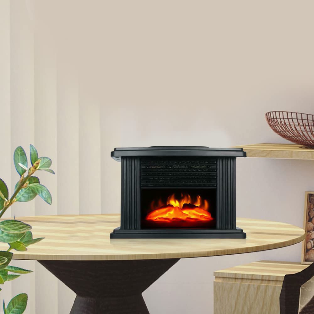 Electric Fireplace Stove, Mini Personal Portable Freestanding Fireplace Heater with Realistic Dancing Flame Effect for Home Office Living Room Bedroom Desktop