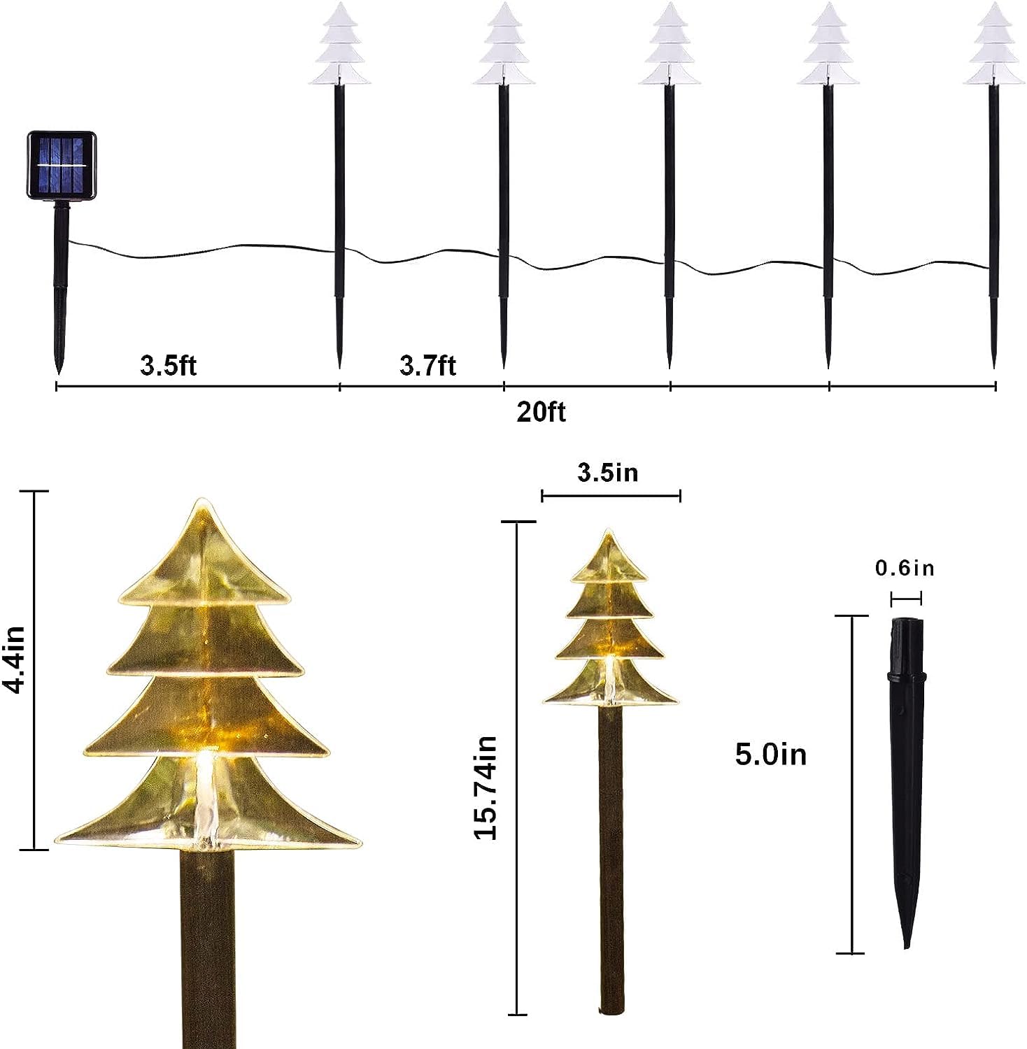 Christmas Solar Stake Lights, Set of 5 Waterproof Landscape Christmas Lights, Pathway Christmas Decorations, LED Lights for Yard Lawn Patio Walkway Decor (Tree)