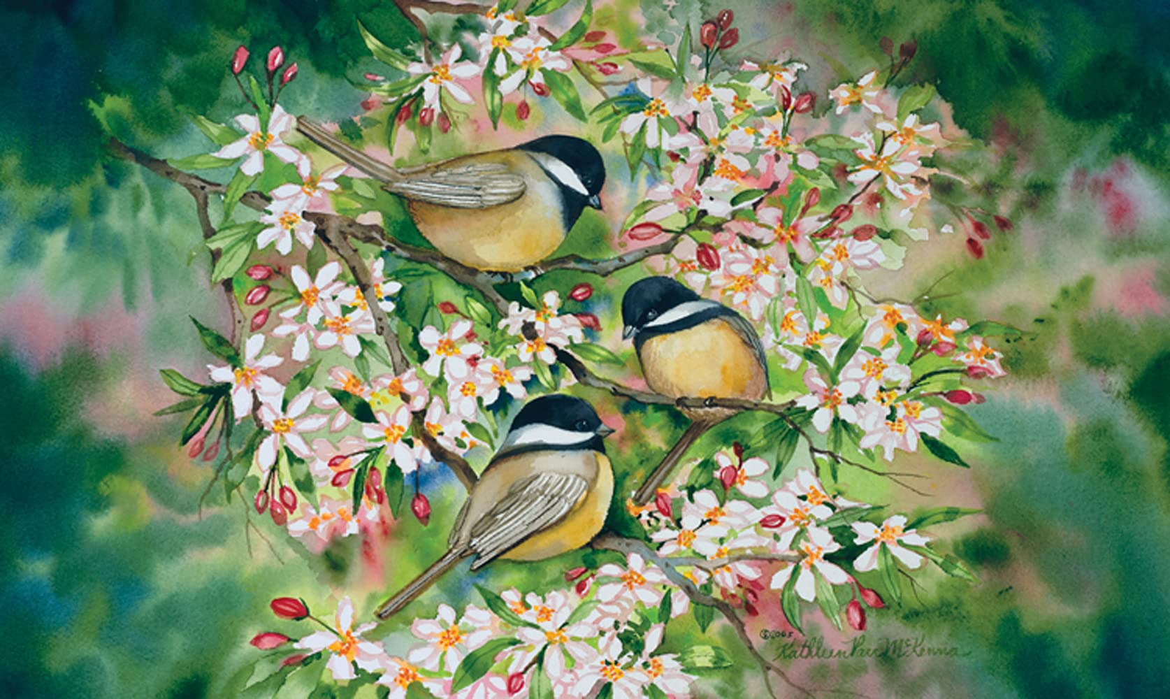 Toland Home Garden 800035 Sweet Chickadees Spring Door Mat 18x30 Inch Summer Outdoor Doormat for Entryway Indoor Entrance
