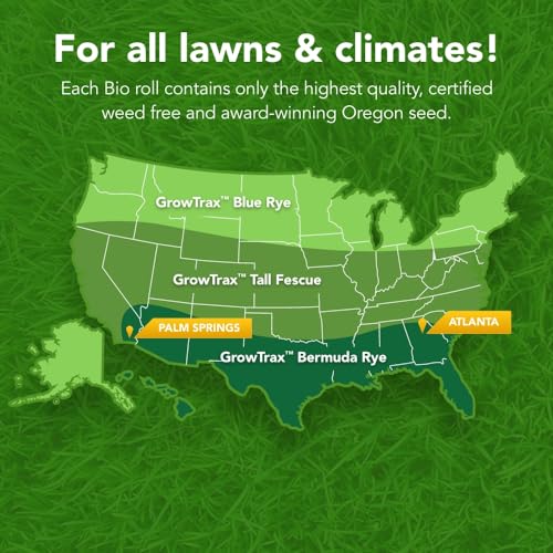 Growtrax Biodegradable Grass Seed Mat, Year Round Green - 50 Sq Ft Quick Fix Roll - Growing Solution for Lawns, Dog Patches and Shade - Just Roll Water & Grow -Not Fake or Artificial Grass