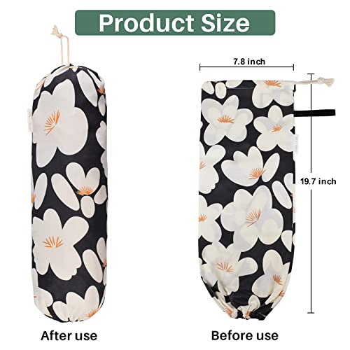 TOGETRUE Plastic Bag Holder, Wall Mount Floral Grocery Bag Holder, Reusable Shopping Bag Storage Holder Organizer for Kitchen Pantry (Basic Black)