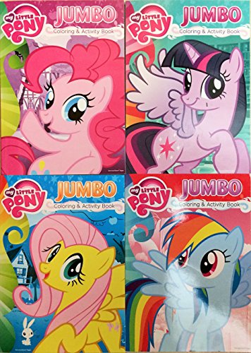 My Little Pony Jumbo Coloring & Activity Book 4 Pack - Pinkie Pie, Twilight Sparkle, Rainbow Dash & Fluttershty
