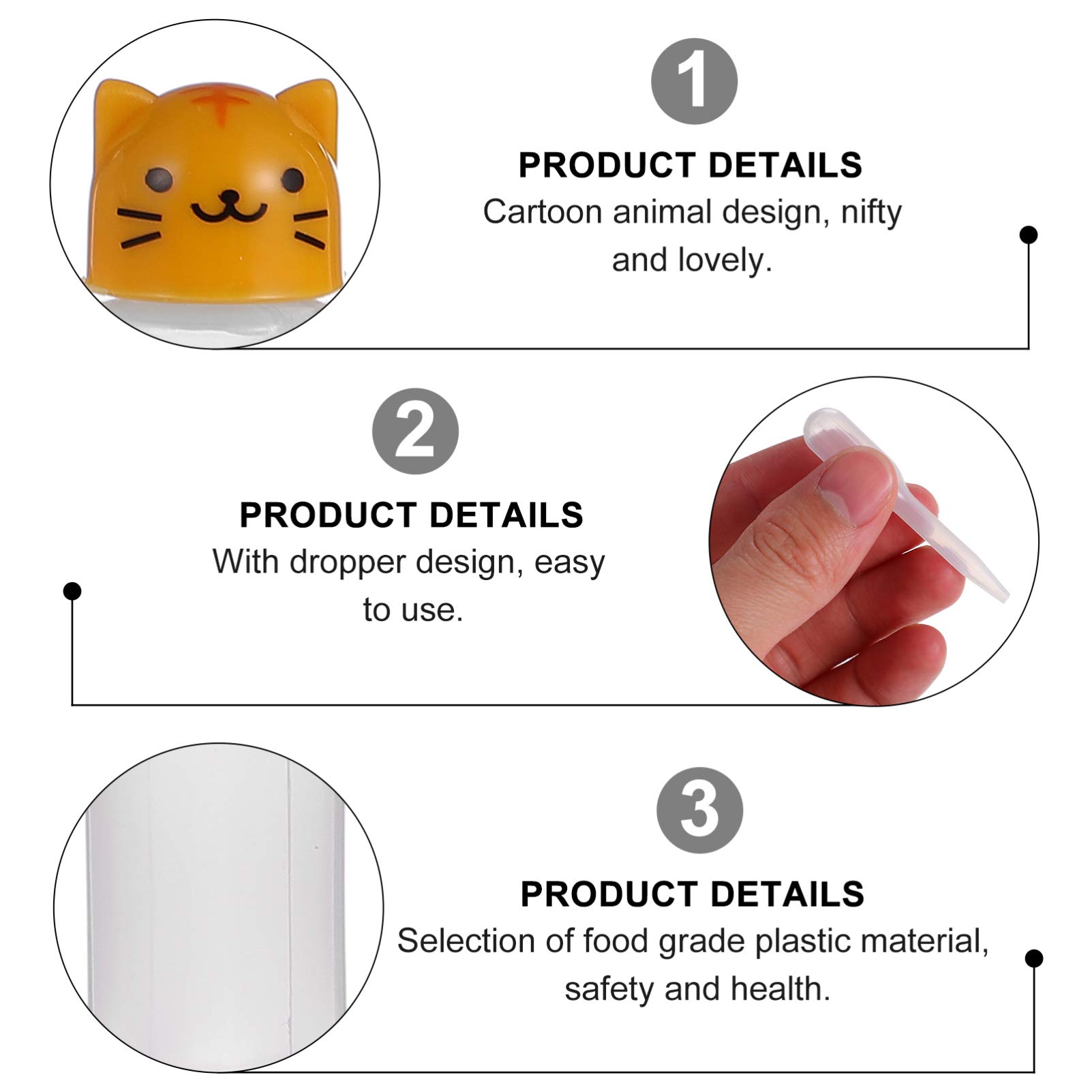 DOITOOL 3Pcs Mini Sauce Squeeze Bottles for Lunch Box, Cute Cat Dog Shaped Mini Ketchup Bottle Mini Condiment Bottle Sauce Bottles Lunch Box Dressing Dispensers for Kids Adults Bento Box with Dropper