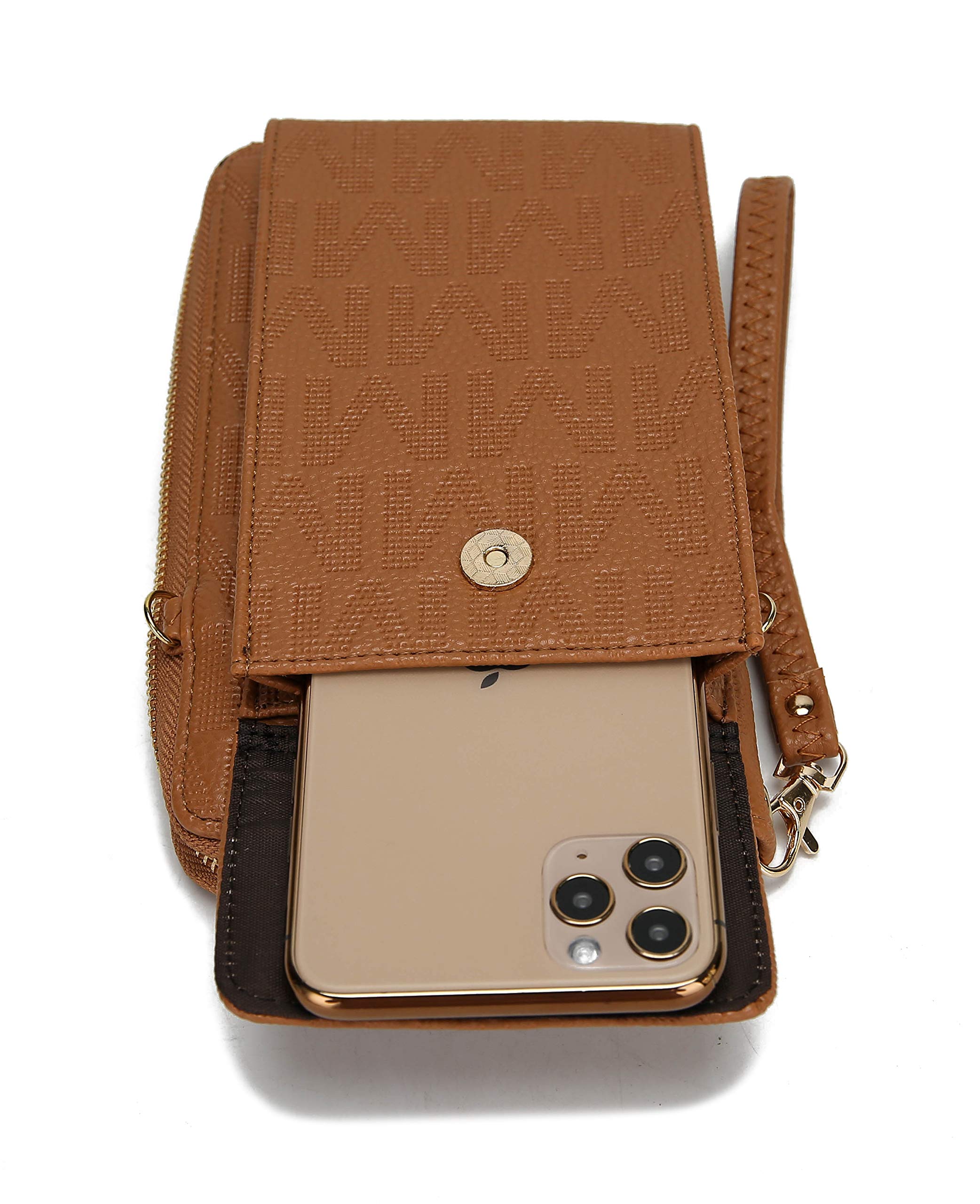 MKF CollectionCrossbody Cellphone Handbag for Women Wallet Purse – PU Leather Multi Pockets Clutch Bag, Wristlet Strap Black by Mia k
