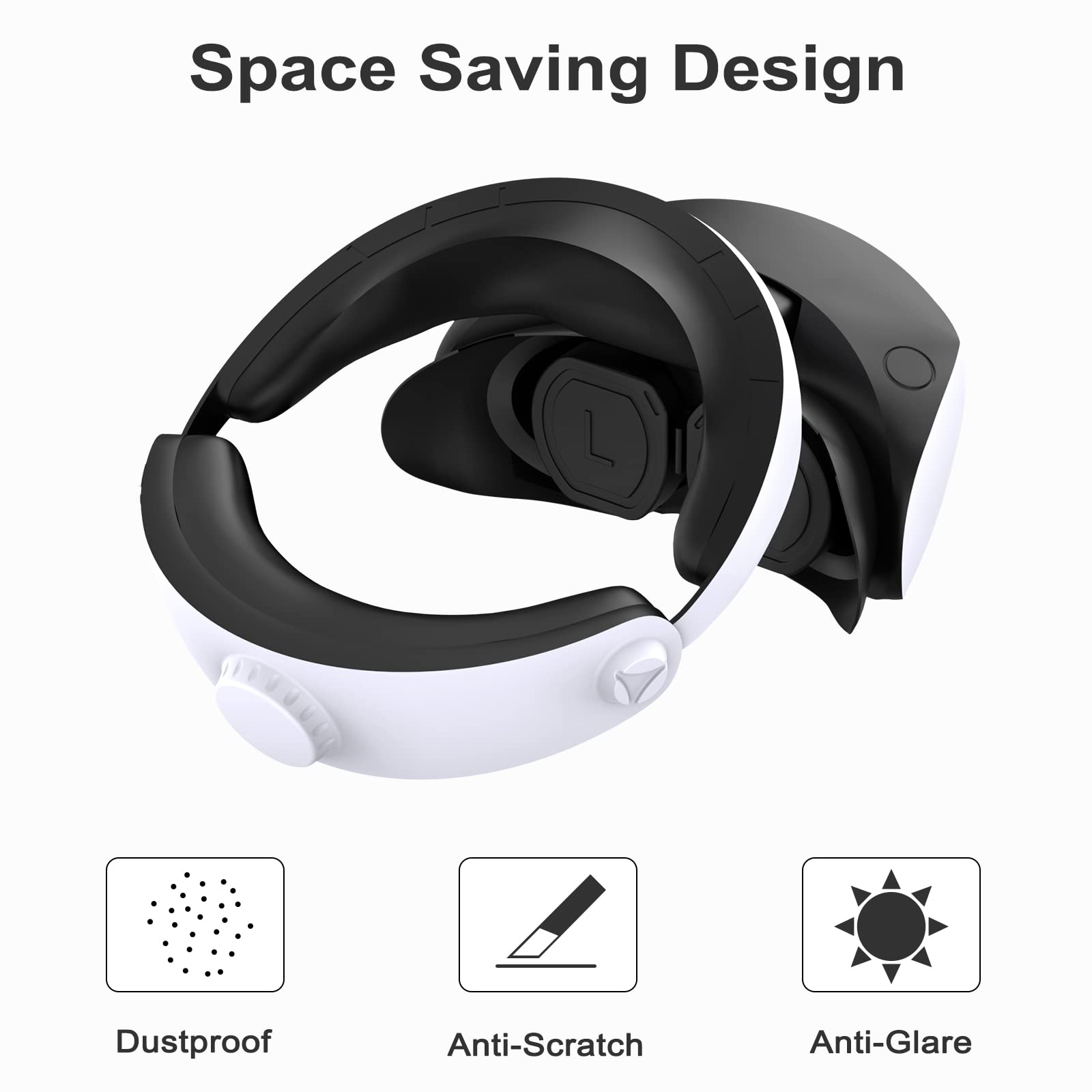 FASTSNAIL Lens Protector Cover for PlayStation VR2 Accessories, Anti-Scratch Dust Proof Cover for PSVR2 Lens Protective Pad, Washable Silicone Protective Cover Design - Black