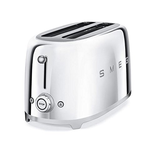 Smeg TSF02SSUS 50's Retro Style Aesthetic 4 Slice Toaster, Chrome