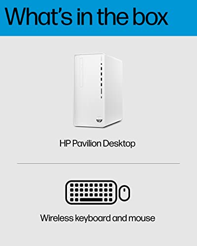 HP Pavilion Desktop PC, 12th Gen Intel Core i5-12400, 8 GB RAM, 512 GB SSD, Windows 11 Home, Wi-Fi 6 & Bluetooth, 9 USB Ports, Wired Keyboard & Mouse Combo, Pre-Built PC Tower, TP01-3050 (Renewed)