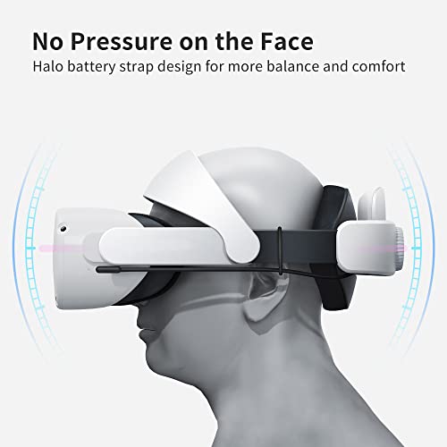 Geekvr Comfort Head Strap Accessories for Meta Quest 2, Hot-Swappable 5000mAh Battery, Adjustable Headstrap with Super Soft Skin-Friendly PU Leather Cushion for Uninterrupted Play