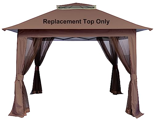SCOCANOPY Top for 11'x11' and 12'x12' Pop Up Gazebo Canopy Frame,Canopy Frame and Netting Not Included, (Brown)