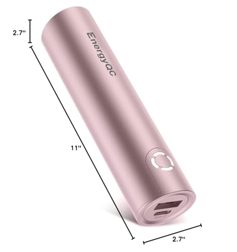 EnergyQC Fast Charging Portable Charger 5000mAh,External Battery Power Bank with USB-C Input(Recharge Only), Battery Pack Compatible with iPhone,Samsung Galaxy,Airpods and More-Rose Gold