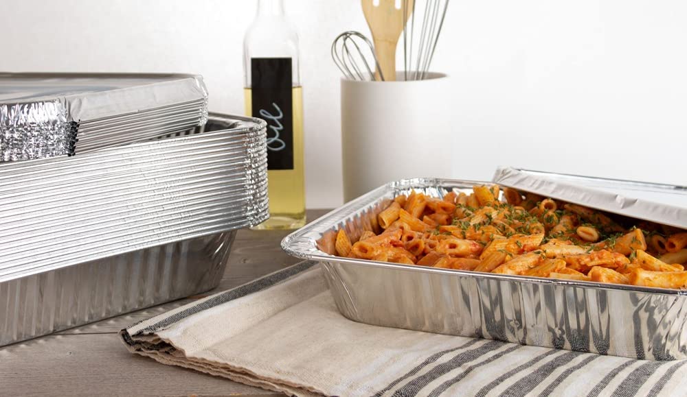 Jetfoil Aluminum Foil Steam Table Pans With Lids | Perfect for Catering, Party Supplies & Suitable for Broiling, Baking, Cakes and Pies - 9 x 13 Half size Deep | Pack of 30