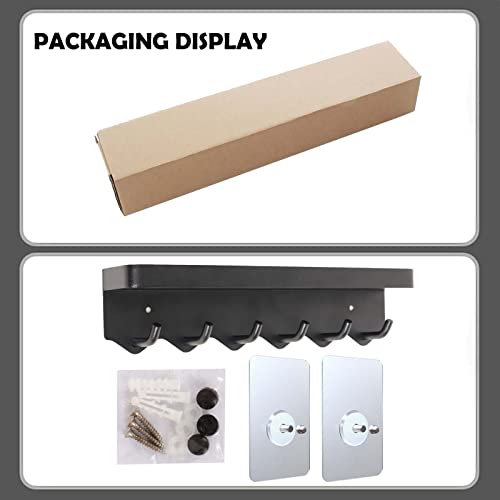 Smile Buzz Wall Mounted Adhesive Key Holder with Tray - Decorative Mail Organizer & 6 Sturdy Hooks for Entryway, Hallway, or Office - Keep Keys Handy & Organized.