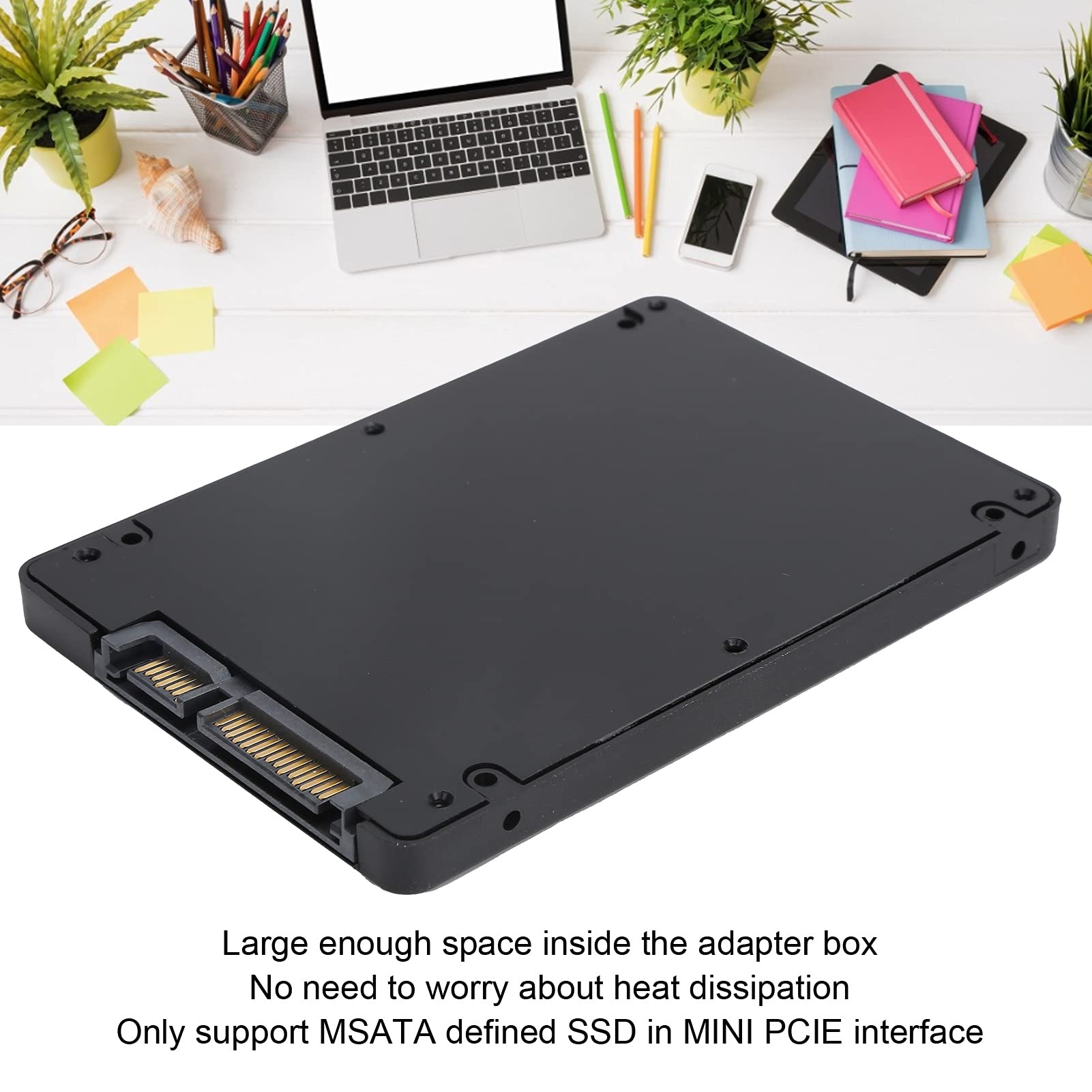 GOWENIC SATA to SATA3.0 Adapter Box, 2.5in SSD Solid State Drive, 7mm Computer Accessories Parts, Internal Solid State Drives, Safe and Reliable, Easy to Use(Black)