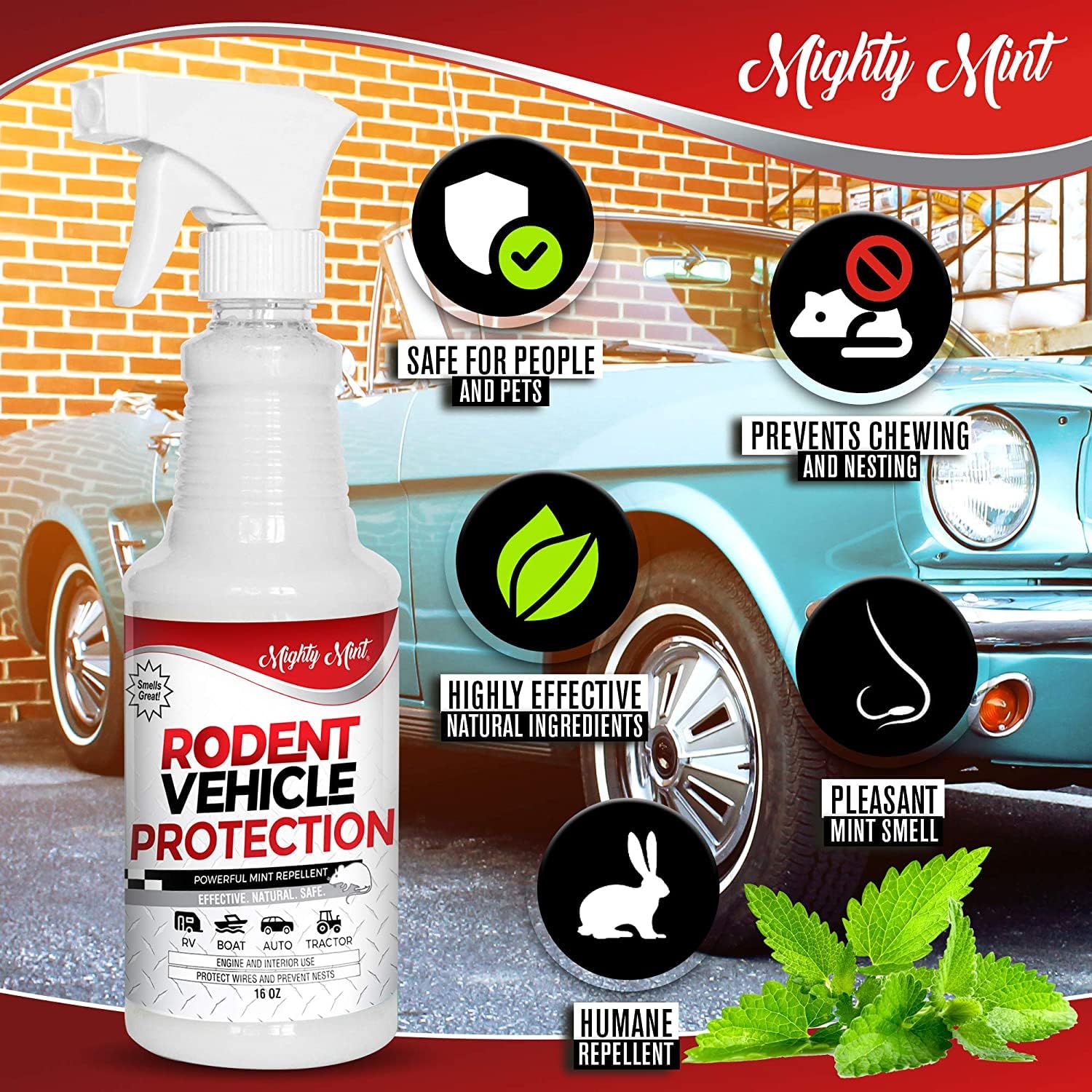 Rodent Repellent Spray for Vehicle Engines and Interiors - Cars, Trucks, RVs, & Boats