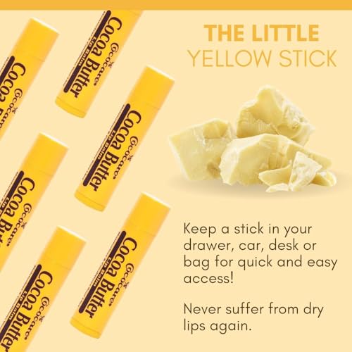 Cococare Cocoa Butter Lip Balm - The Little Yellow Stick Enriched with Natural Cocoa Butter - Conditions & Protects Lips with Hydrating Formula - 0.15oz (Pack of 5)