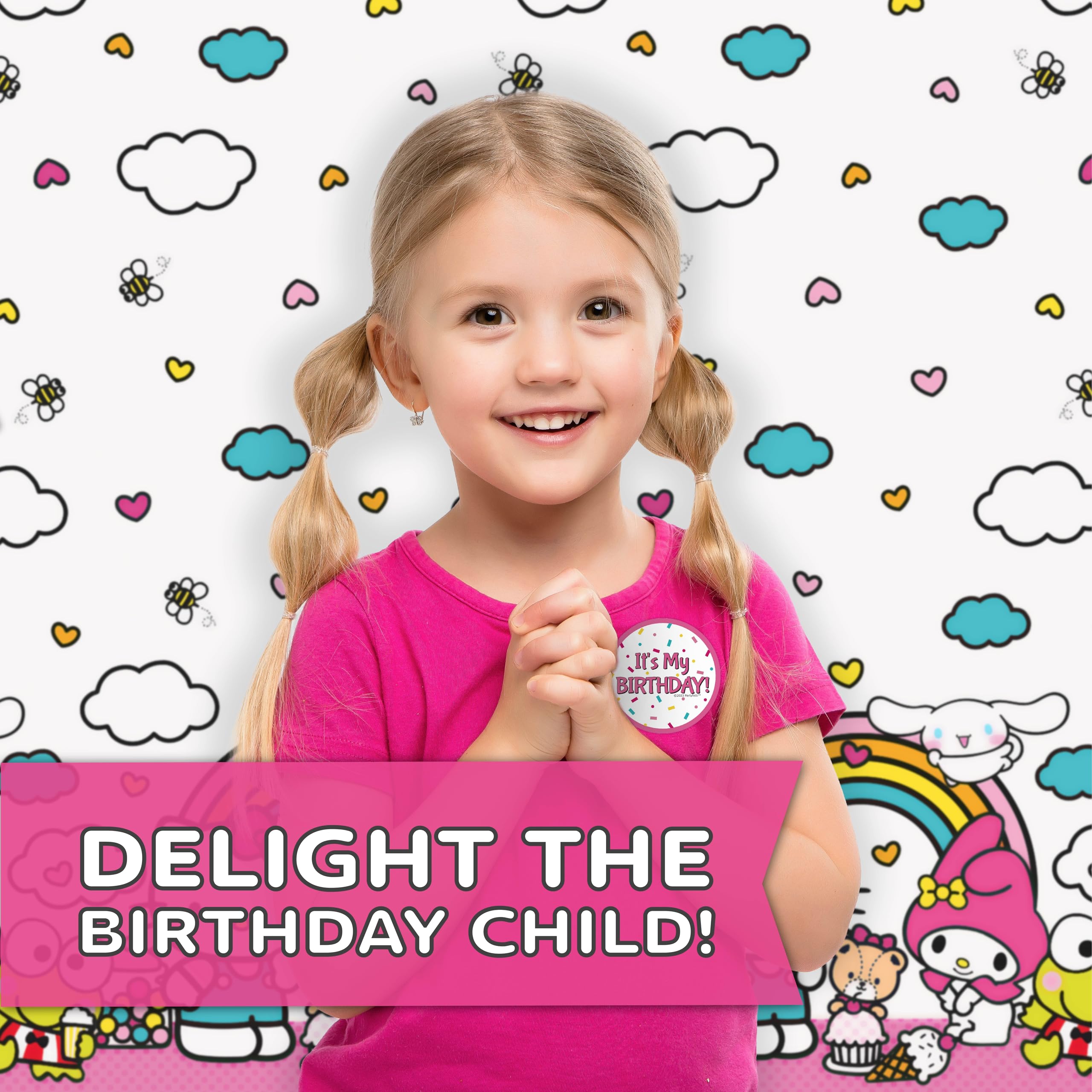 Hello Kitty Birthday Decorations & Party Supplies | Hello Kitty Plates, Cups, Napkins, Tablecloth, Forks, Sticker | Serves 16 Guests | Officially Licensed