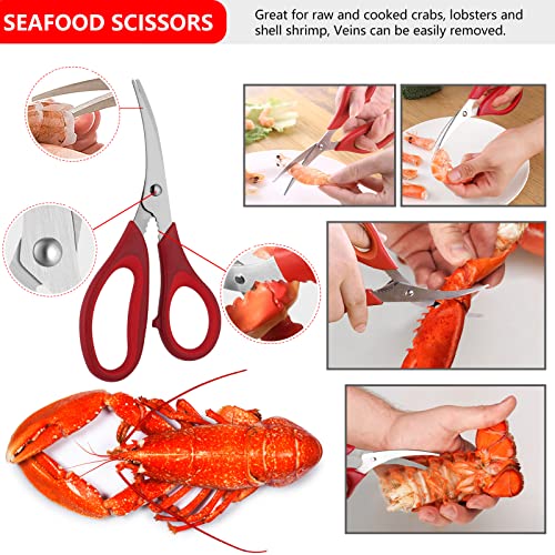 Seafood Tools Set Includes 2 Crab Crackers 2 Seafood Fork 2 Lobster Crackers 2 Seafood Scissors -Nutcracker Set(9 Piece )