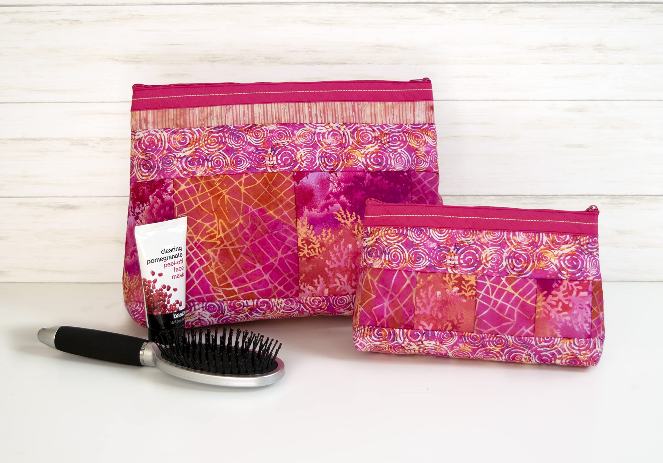 June Tailor Cosmetic Bags (2) Sewing Kit, Pink Zipper