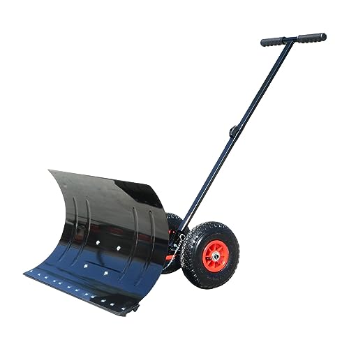 Gralara Wheeled Snow Pusher, Snow Plow Outdoor Snow Pushing, Multi Angle Rolling Removal Tool,Winter Snow Pusher for Park, Pavement Sidewalk, Wheels 74x42cm
