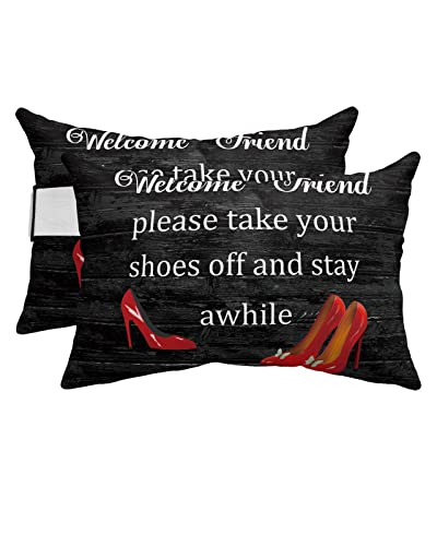 Outdoor Pillow for Recliner Lounge Chair Headrest, Red High Heels Waterproof Lumbar/Head Pillow with Adjustable Elastic Stripe for Patio,Office,Beach,Pool,Car Seat Vintage Wooden Board